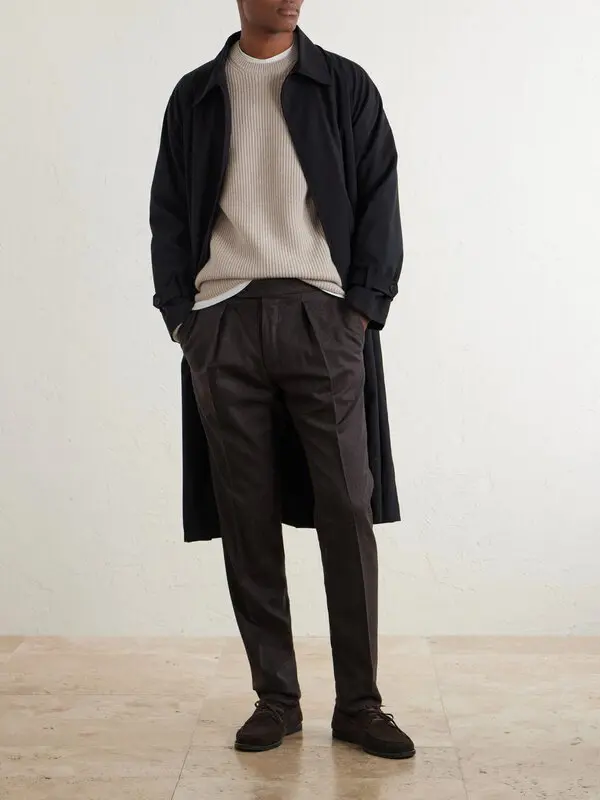 SLOWEAR Tapered Pleated Wool And Cashmere-blend Suit Trousers