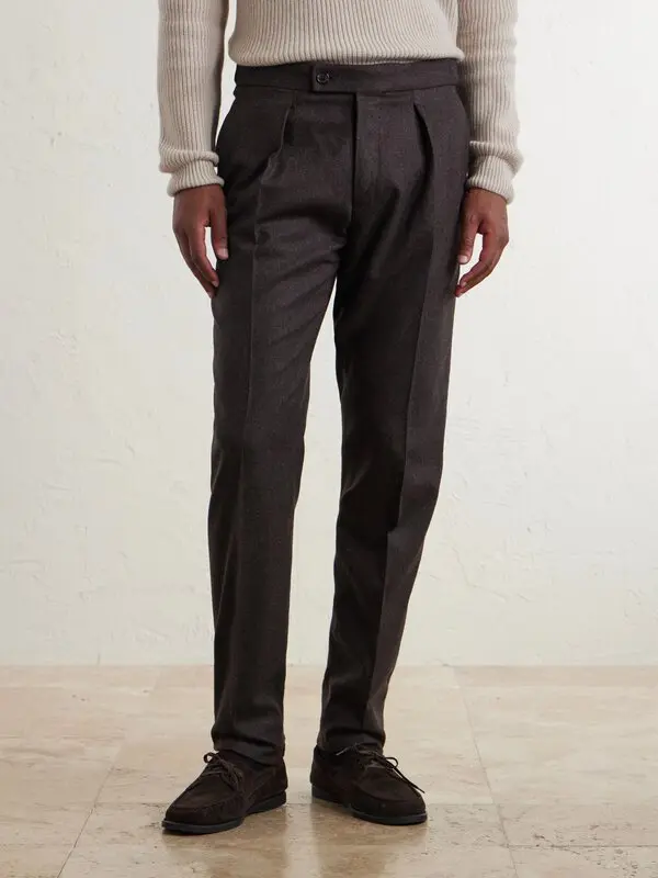 SLOWEAR Tapered Pleated Wool And Cashmere-blend Suit Trousers