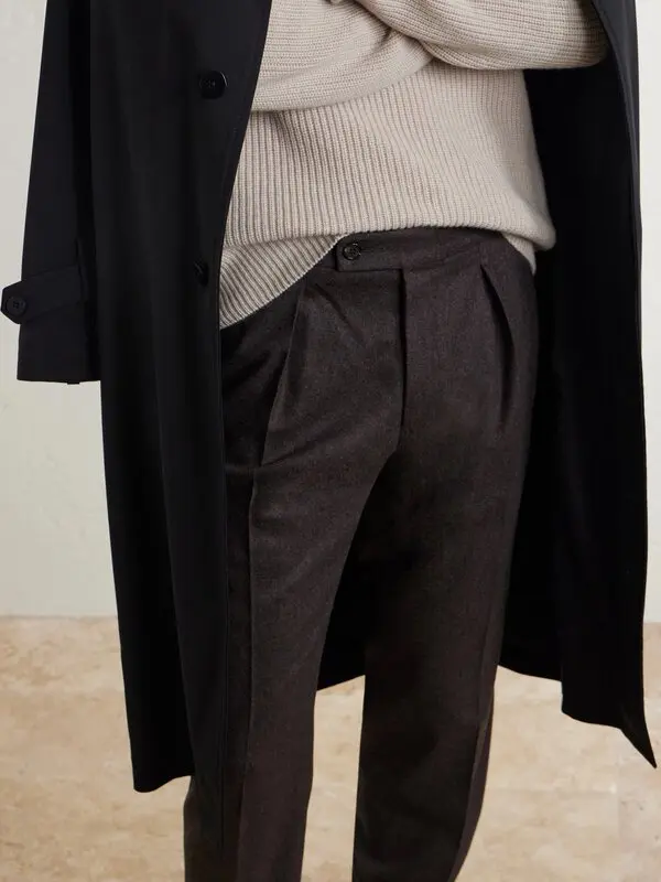 SLOWEAR Tapered Pleated Wool And Cashmere-blend Suit Trousers