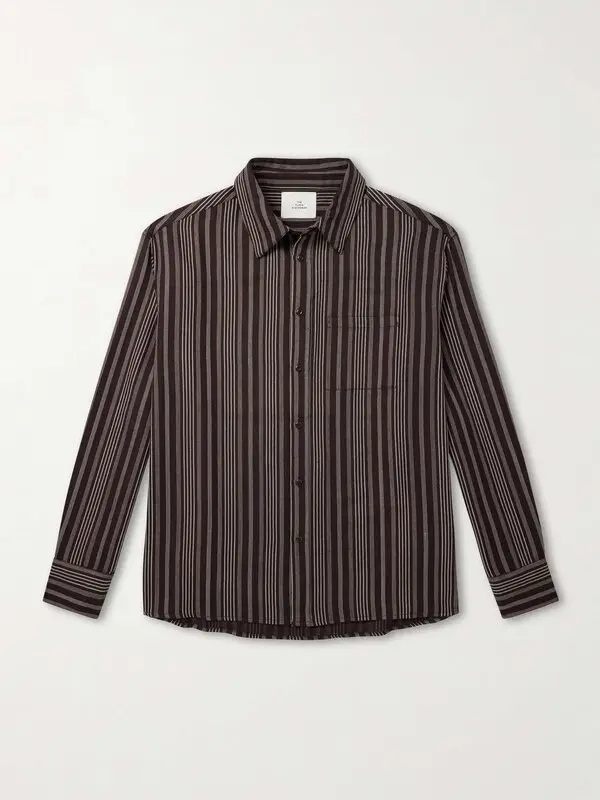 THE ELDER STATESMAN Striped Wool And Cashmere-blend Shirt