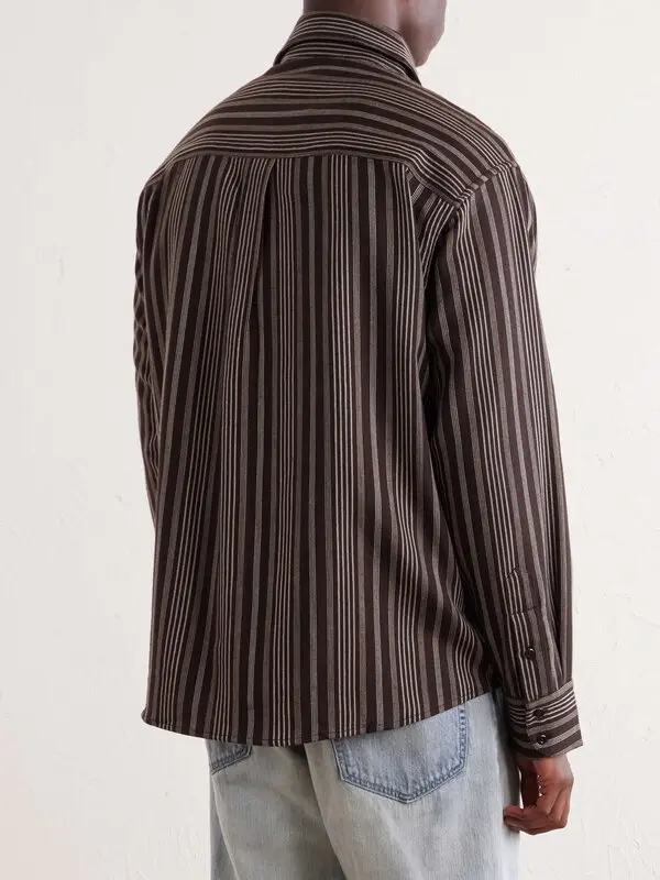 THE ELDER STATESMAN Striped Wool And Cashmere-blend Shirt