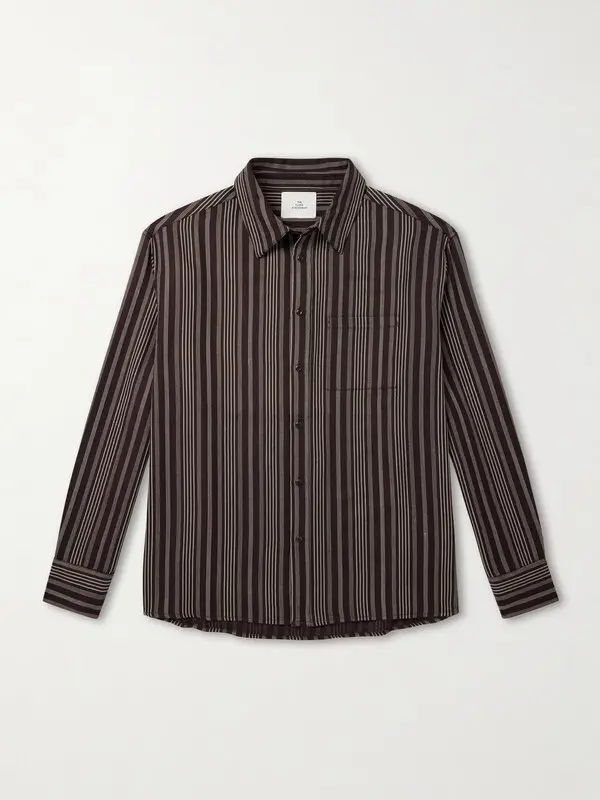 THE ELDER STATESMAN Striped Wool And Cashmere-blend Shirt - Brown