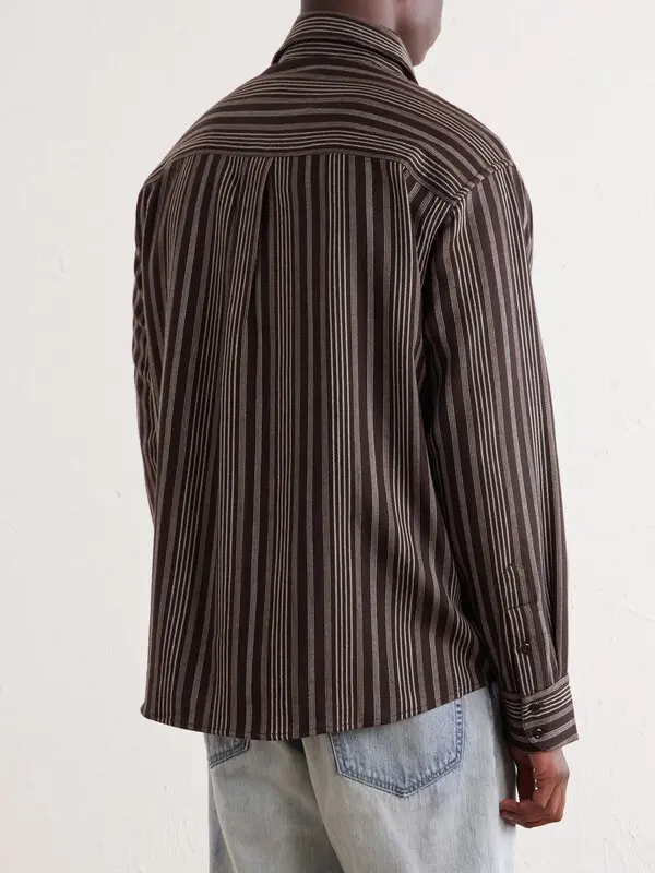 THE ELDER STATESMAN Striped Wool And Cashmere-blend Shirt