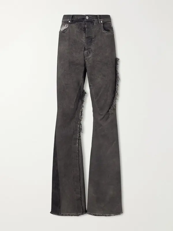 Rick Owens Bolan Frayed Baggy Bootcut Jeans
