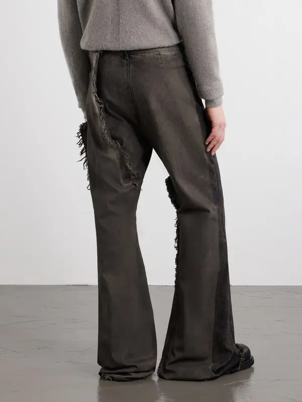 Rick Owens Bolan Frayed Baggy Bootcut Jeans