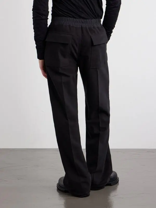 Rick Owens Dietrich Straight-leg Cotton-twill Drawstring Trousers - Black