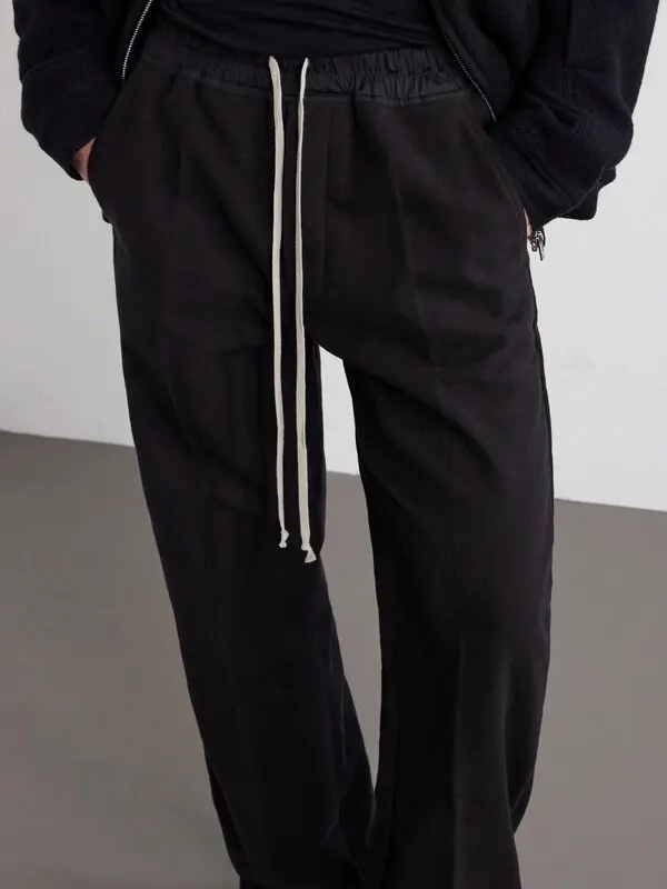 Rick Owens Dietrich Straight-leg Cotton-twill Drawstring Trousers - Black