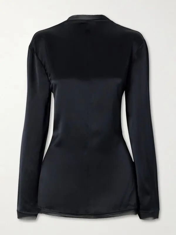 Tove Beau Open-back Tie-detailed Silk Blouse - Black