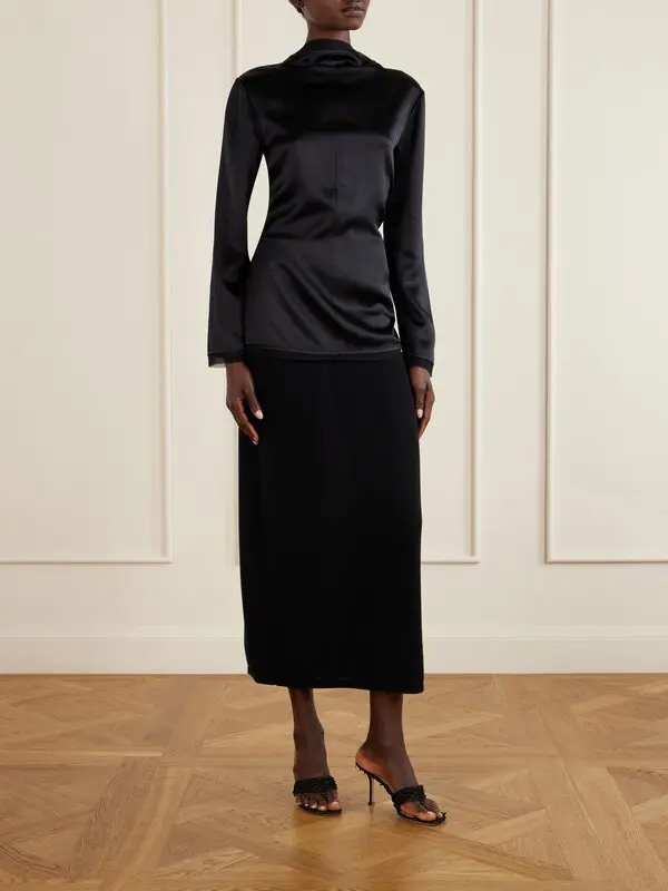 Tove Beau Open-back Tie-detailed Silk Blouse - Black