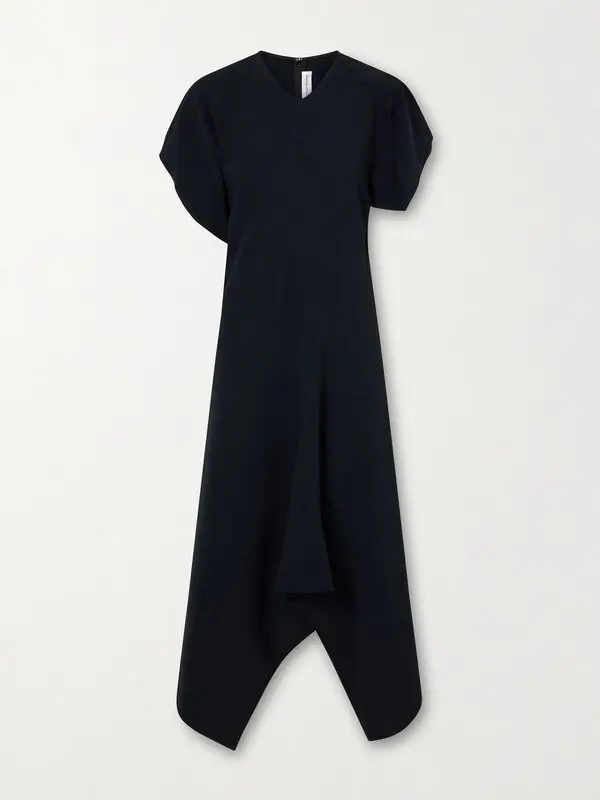 Victoria Beckham Draped Jersey Midi Dress - Black