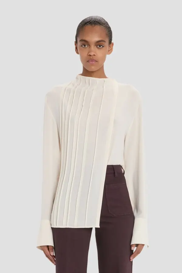 Victoria Beckham Asymmetrical Seam Detail Blouse - Ivory