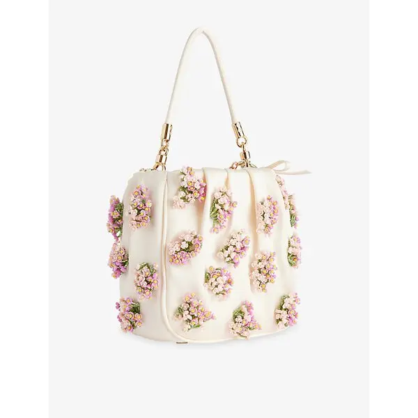 SELF-PORTRAIT Embellished Satin Bucket Bag