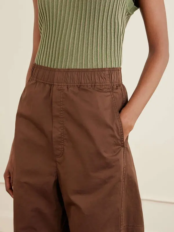 Tibi Garment-dyed Cotton-blend Gabardine Wide-leg Pants