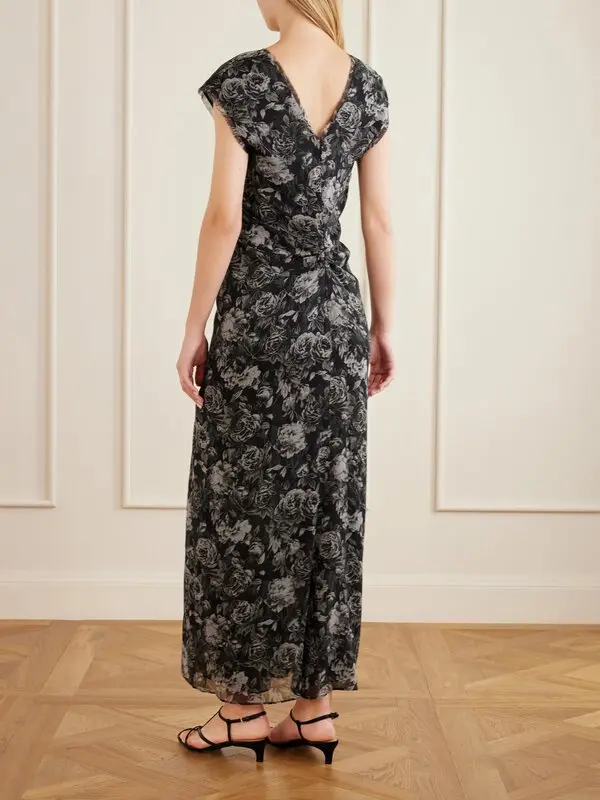 Tove Luana Floral-print Ruched Silk Maxi Dress