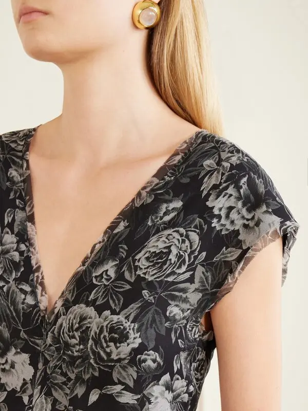 Tove Luana Floral-print Ruched Silk Maxi Dress
