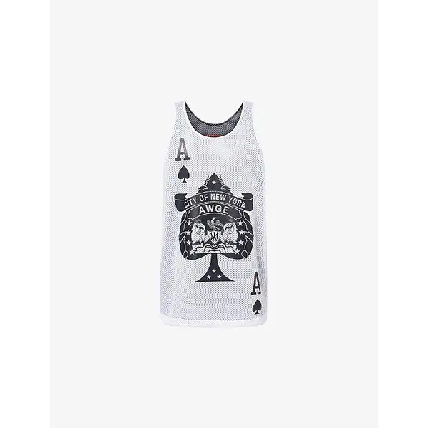 AWGE Nyc Aces Reversible Double Mesh Jersey Vest - White