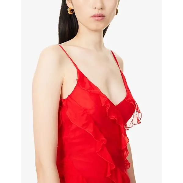 RAT AND BOA Cecelia Frill Silk-blend Maxi Dress