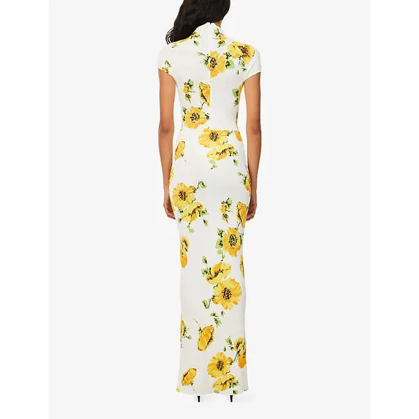 Alaïa Draped Printed Stretch-jersey Maxi Dress