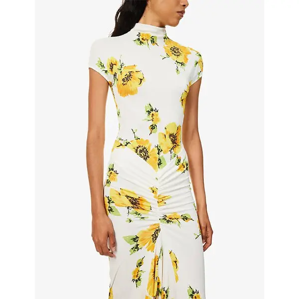 Alaïa Draped Printed Stretch-jersey Maxi Dress