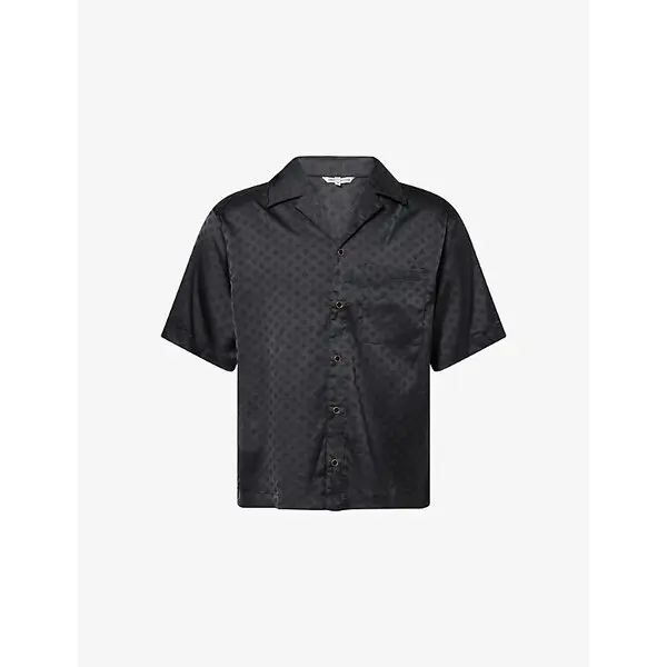 THE COUTURE CLUB Monogram-print Jacquard Satin Shirt - Black