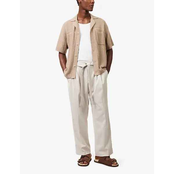 THE COUTURE CLUB Belted Barrel-leg Woven Trousers