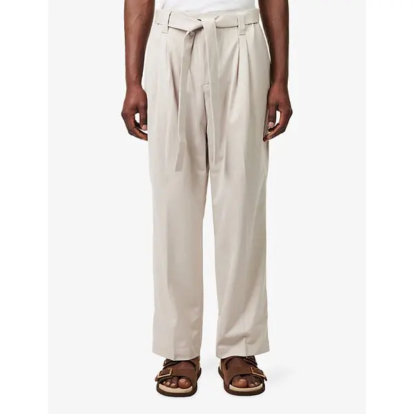 THE COUTURE CLUB Belted Barrel-leg Woven Trousers