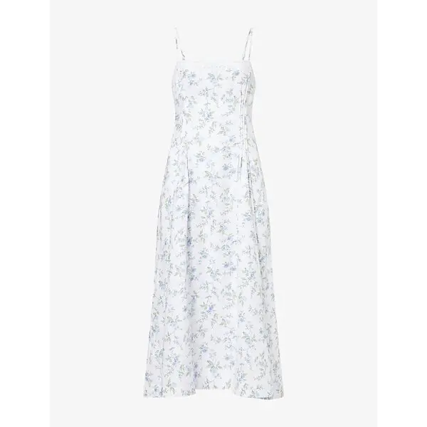 REFORMATION Pomona Floral-print Linen Midi Dress - Nostalgia
