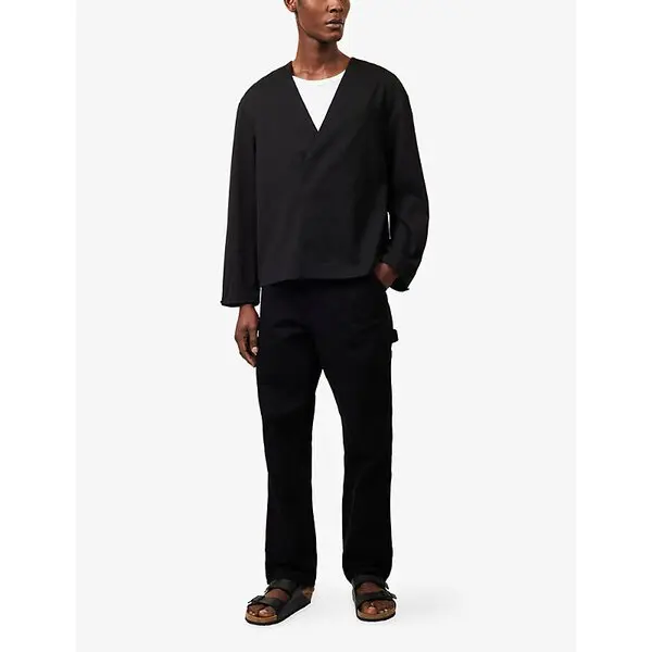 THE COUTURE CLUB V-neck Boxy-cut Woven Shirt