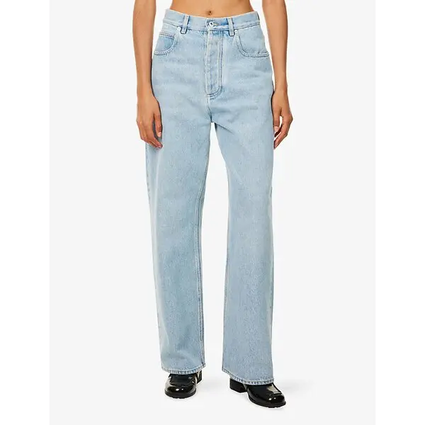 Bottega Veneta Intrecciato Patch Wide-leg Cotton Denim Jeans