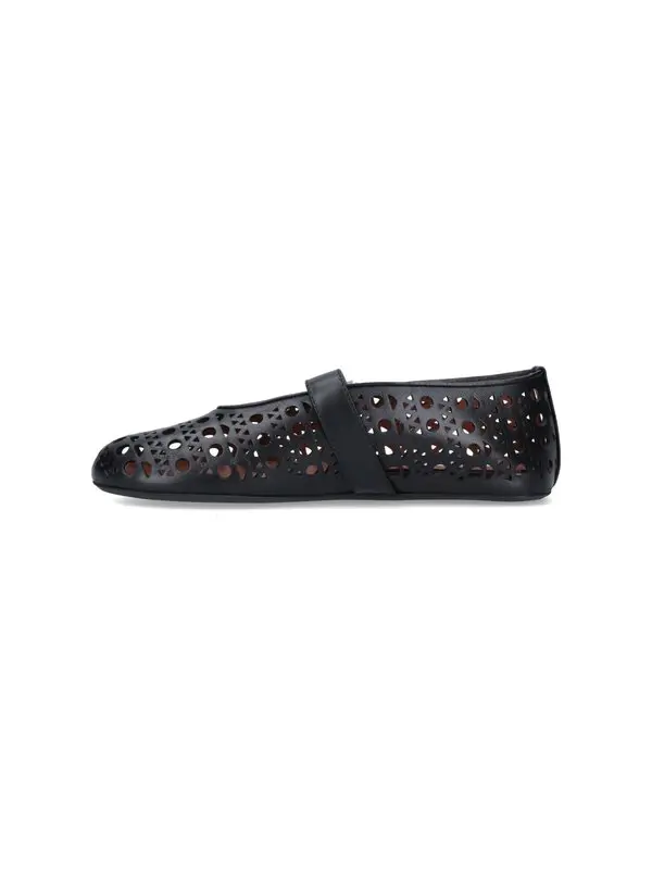 Alaïa Perforated Ballerina Flats With Strap Closure