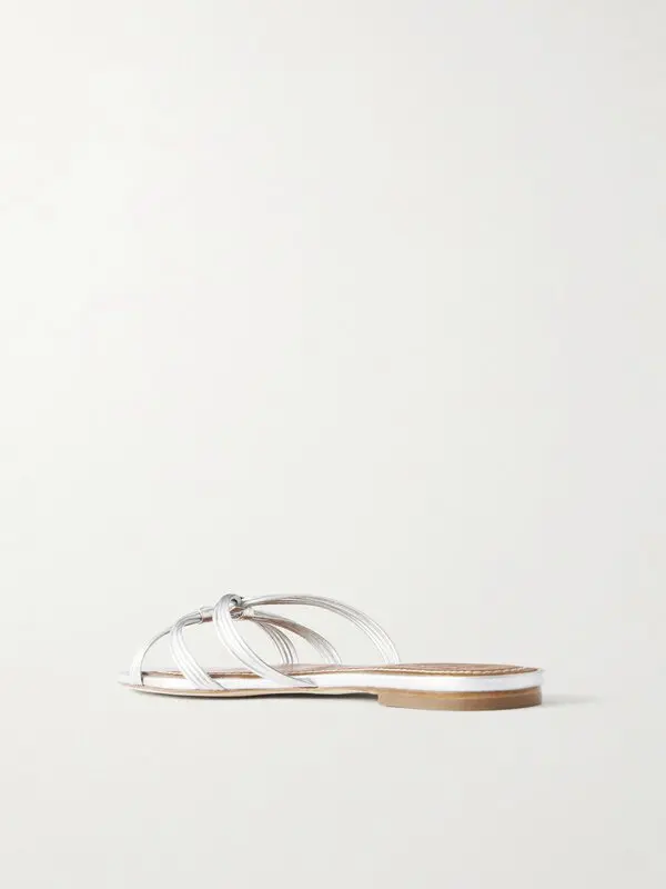 Staud Carrie Knotted Metallic Leather Sandals
