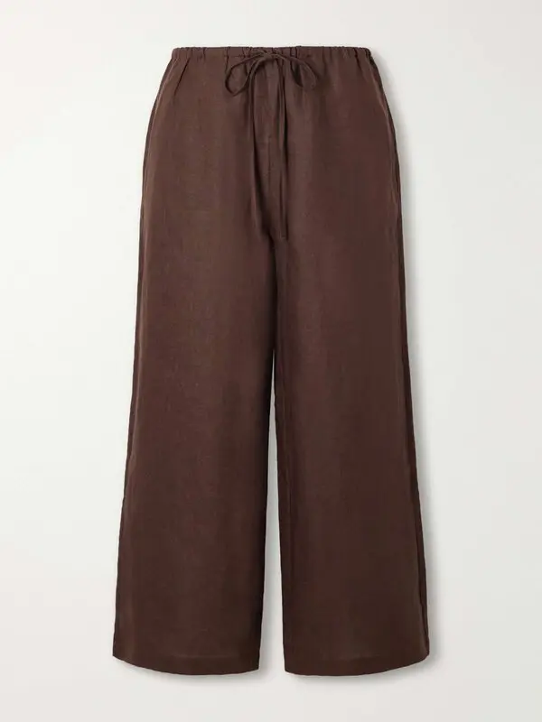 Staud Mateo Linen Mid-rise Wide-leg Pants
