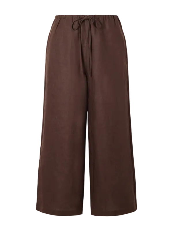 Staud Mateo Linen Wide-leg Pants - Brown