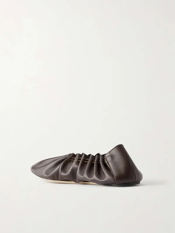 Staud Rue Gathered Leather Ballet Flats