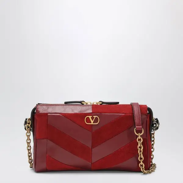 Valentino Garavani Small Panthea Shoulder Bag In Suede And Nappa Leather - Red
