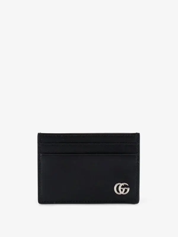 Gucci Gg Marmont Leather Card Holder With Money Clip - Black