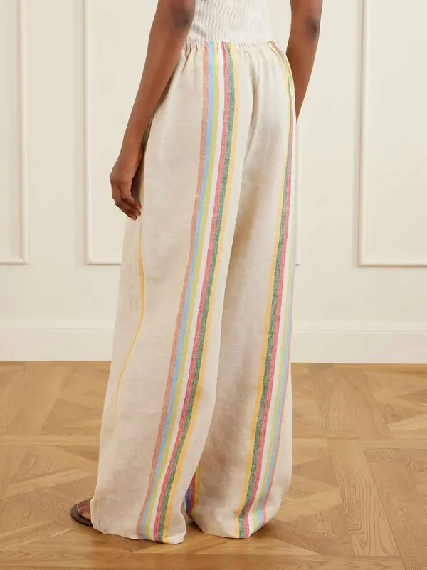 Staud Mateo Striped Linen Wide-leg Pants