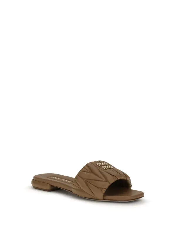 Miu Miu Matelassé Nappa Leather Slide Sandals