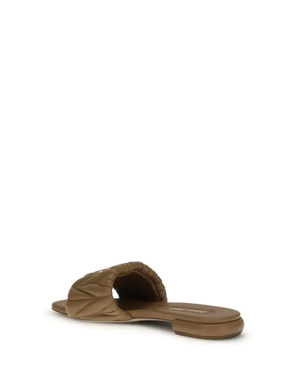 Miu Miu Matelassé Nappa Leather Slide Sandals