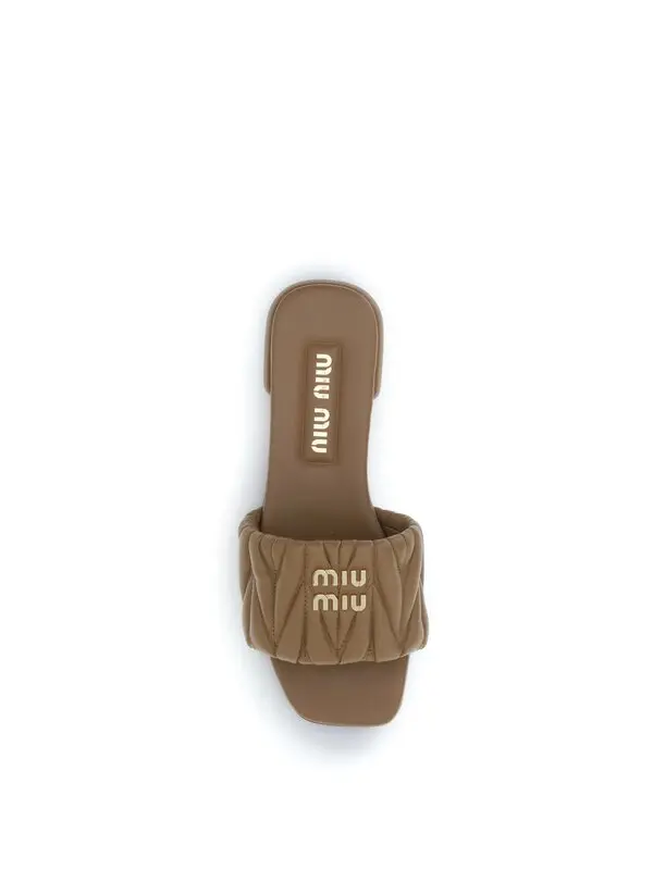 Miu Miu Matelassé Nappa Leather Slide Sandals