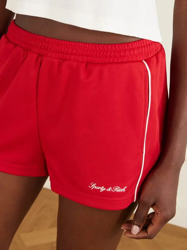 SPORTY & RICH Logo-embroidered Jersey Shorts