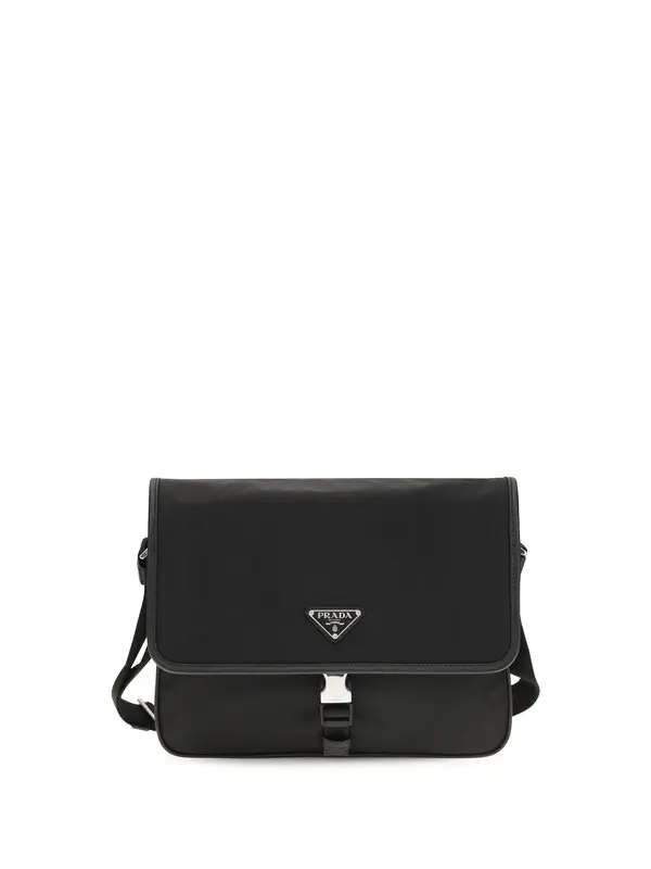 Prada Re-nylon And Saffiano Shoulder Bag - Black