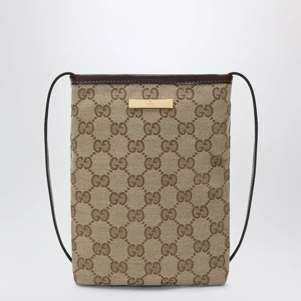 Gucci Smartphone Pouch In Sand/brown Gg Canvas - Cream