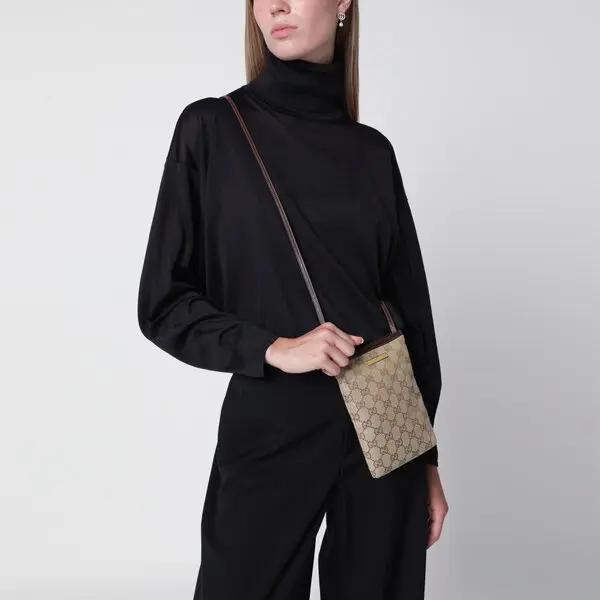Gucci Smartphone Pouch In Sand/brown Gg Canvas