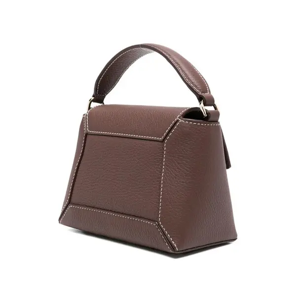 Strathberry Calf Leather Tote Bag With Bar Detail - Brown