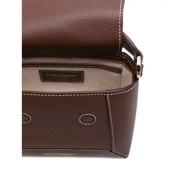 Strathberry Calf Leather Tote Bag With Bar Detail - Brown