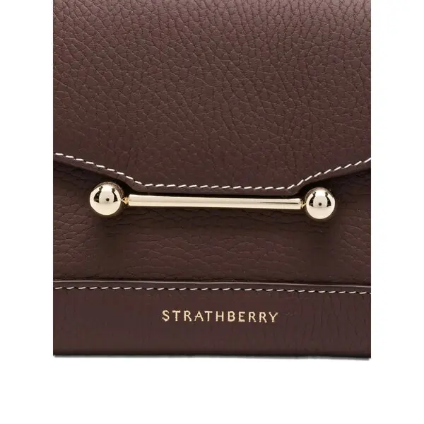 Strathberry Calf Leather Tote Bag With Bar Detail - Brown