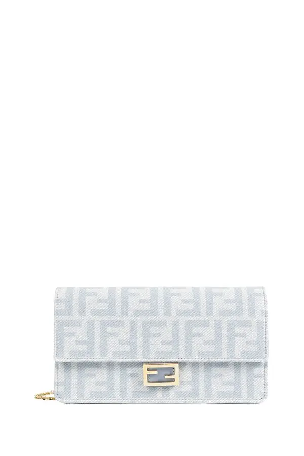 Fendi Ff Denim Baguette On Chain Wallet
