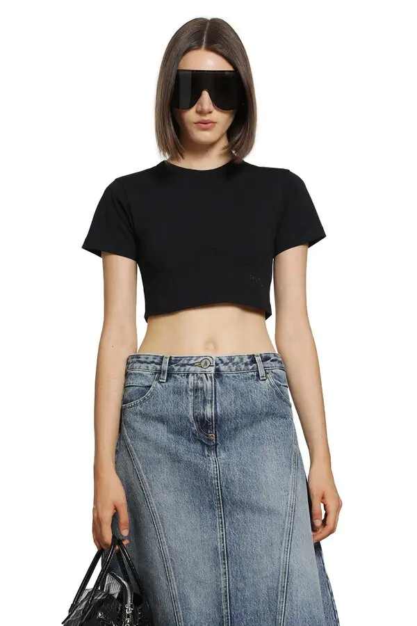Attico Contour Bust Cropped T-shirt - Black
