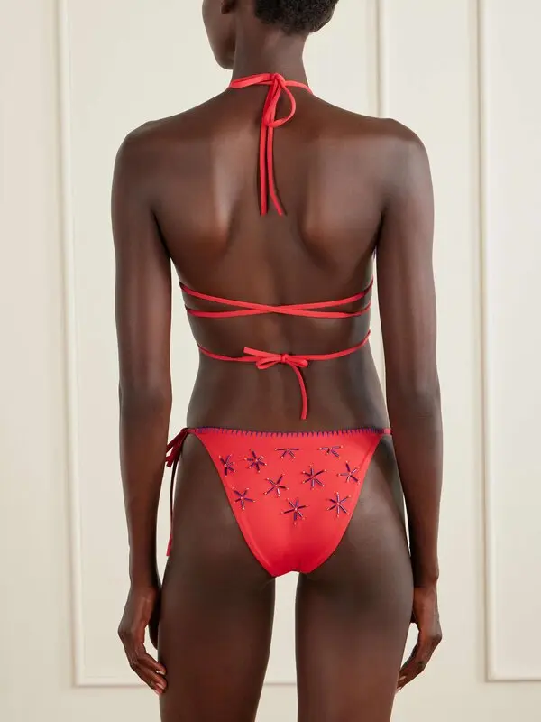 Staud Lido Bead-embellished Triangle Bikini Top